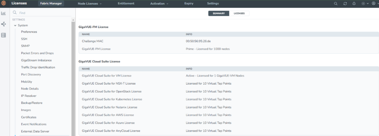 Manage GigaVUE‑FM License