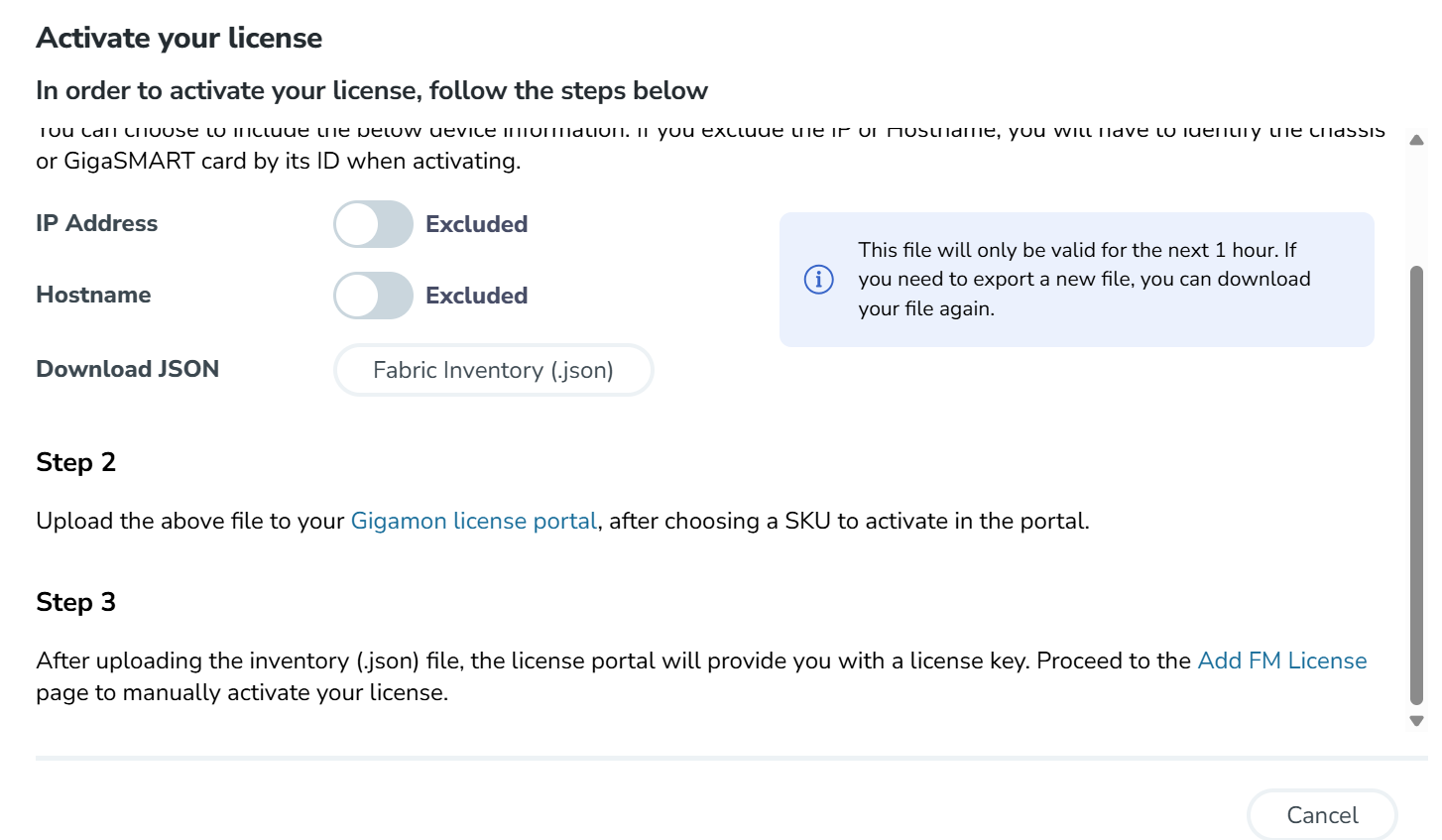 Manage GigaVUE‑FM License